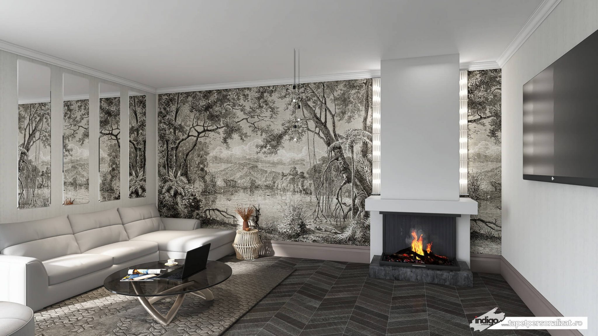 Model Tapet - Alb Negru - Tapet personalizat