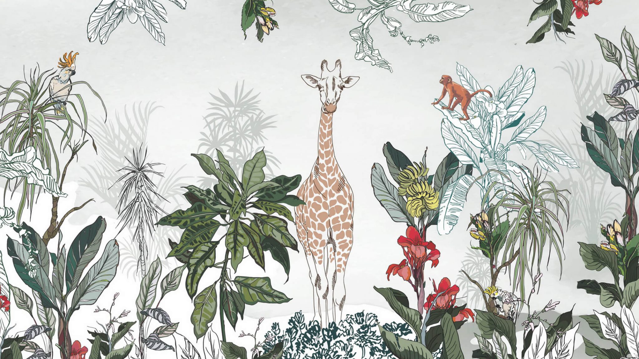 Model Tapet - Girafa in Jungla - Tapet personalizat